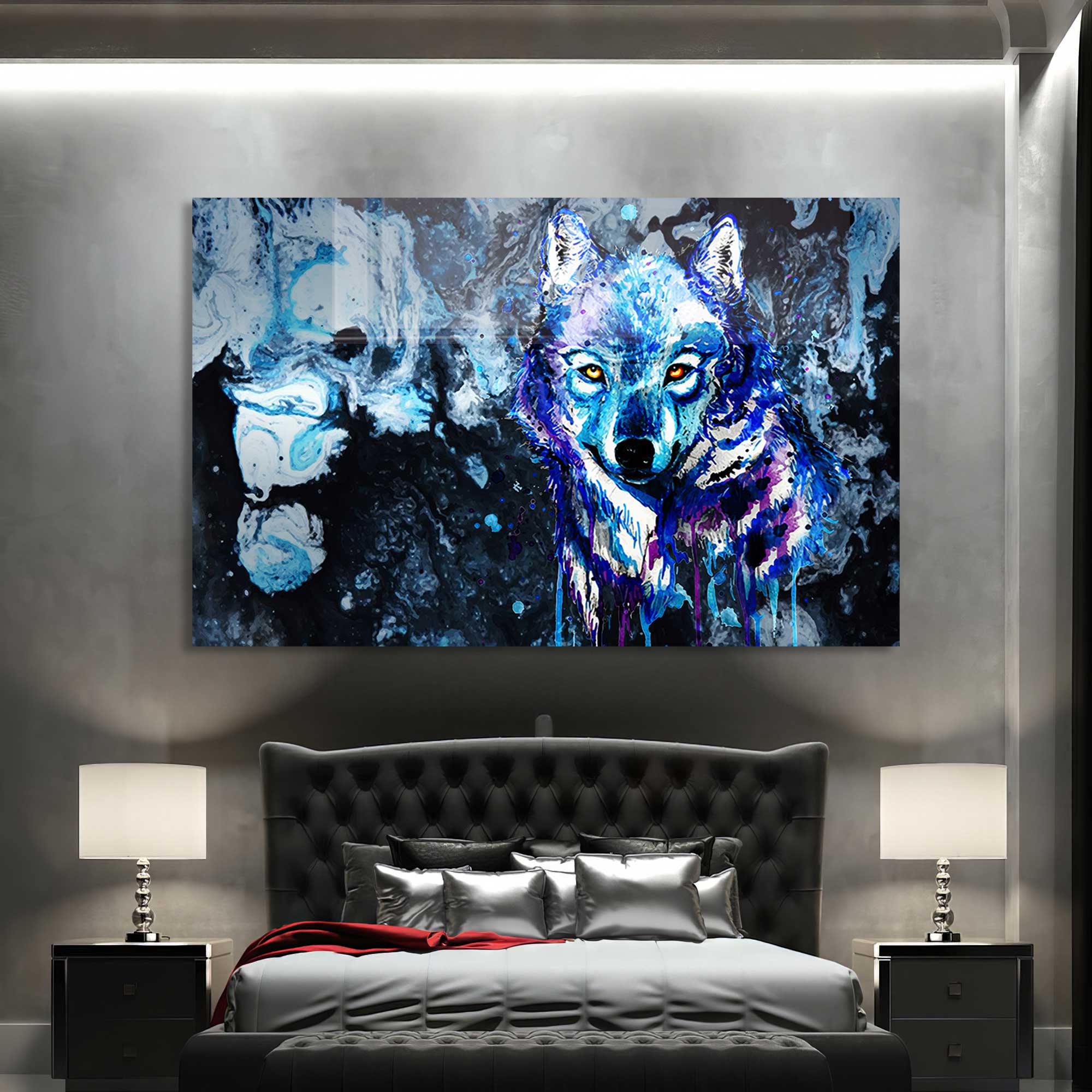 Mavi Kurt Cam Tablo – Artmate